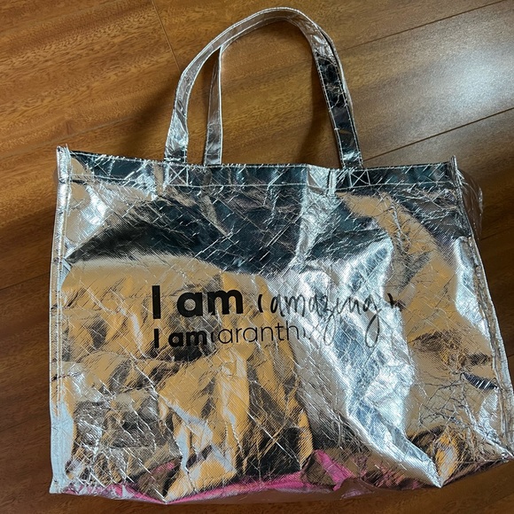 Bags | I Am Amazing I Am Aranth Tote Bag Shoulder Bag 16x 12 X 5 Silver ...